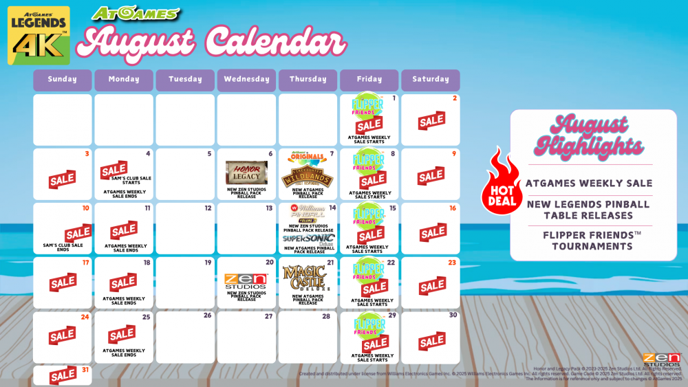 AtGames Legends 4K Monthly Calendar - AtGames