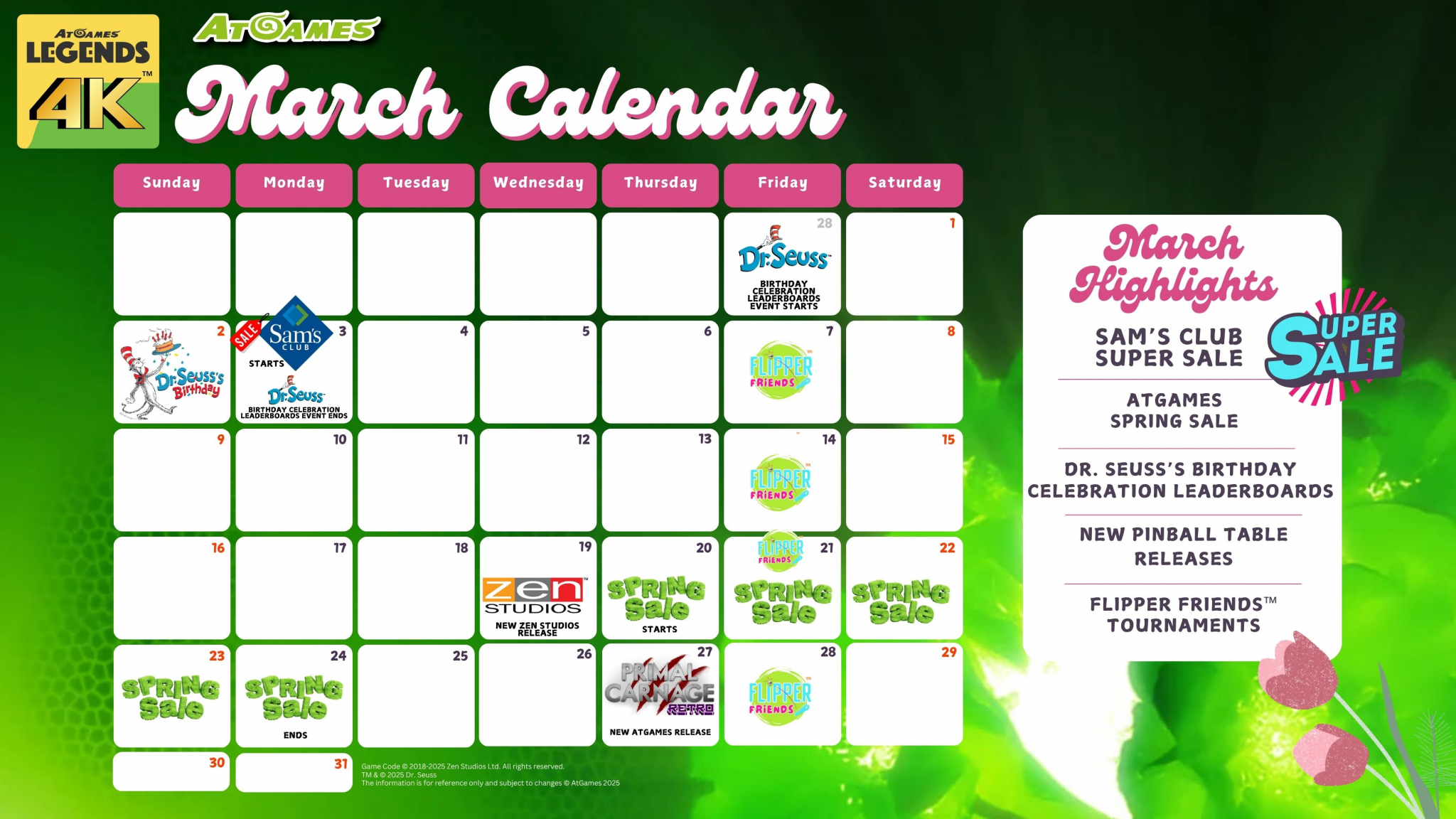 AtGames Legends 4K Monthly Calendar - AtGames