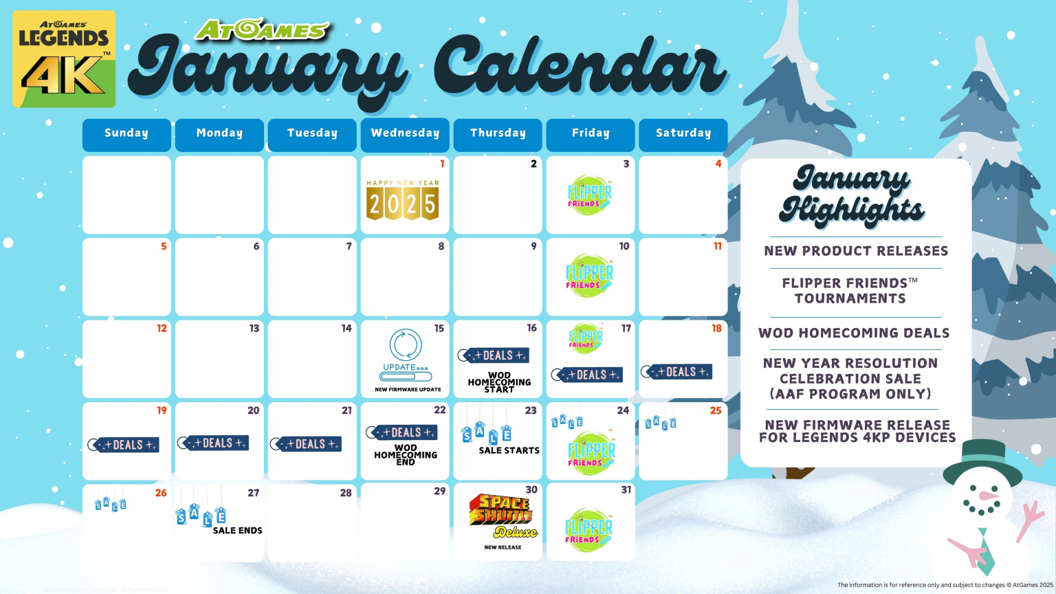 AtGames Legends 4K Monthly Calendar - Legends Ultimate