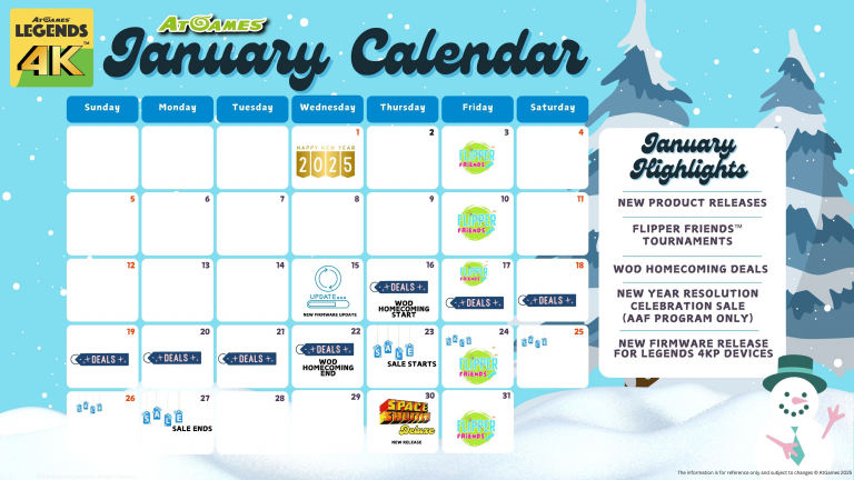 AtGames Legends 4K Monthly Calendar - Legends Ultimate
