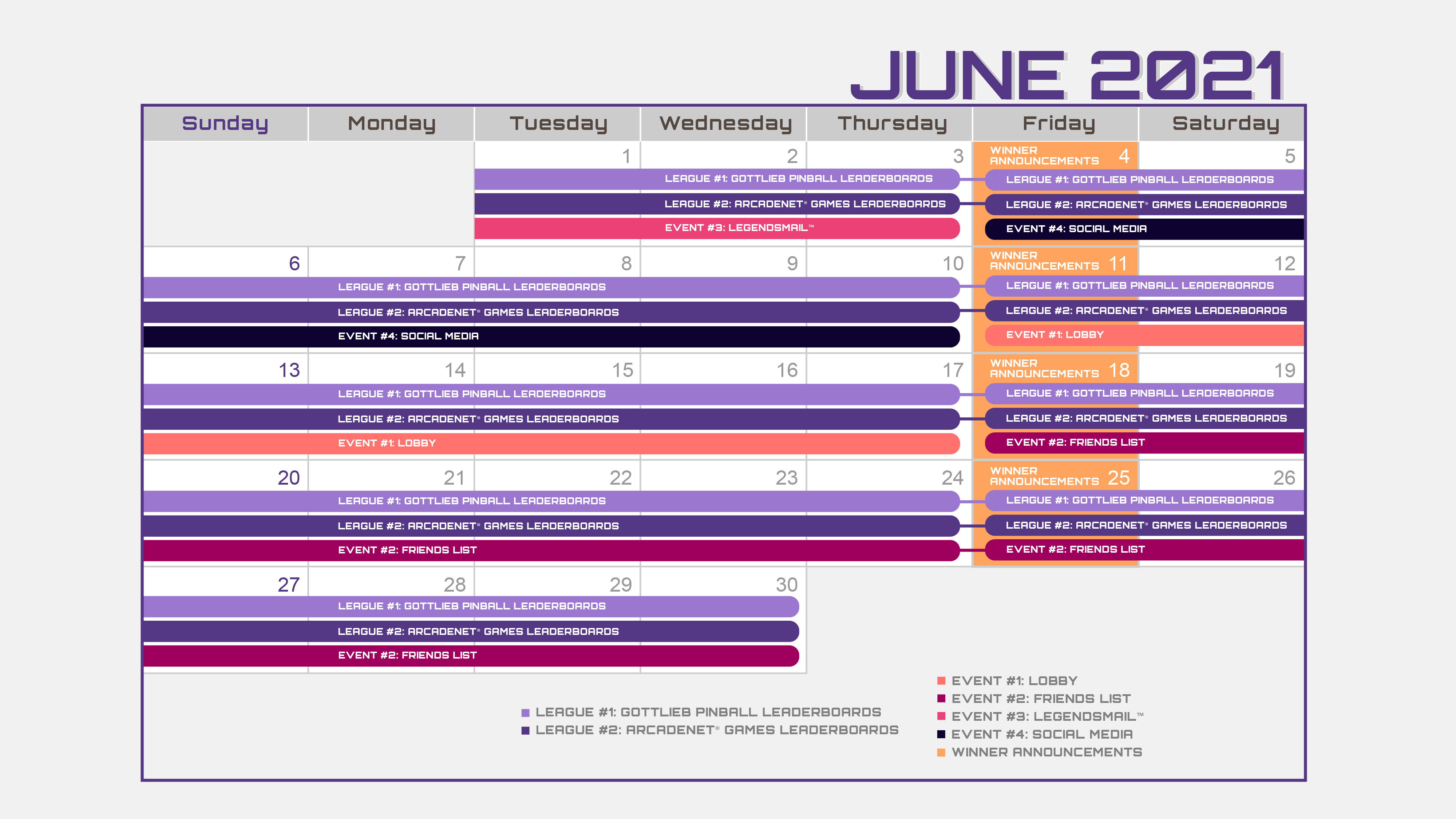 Calendar - Legends Ultimate