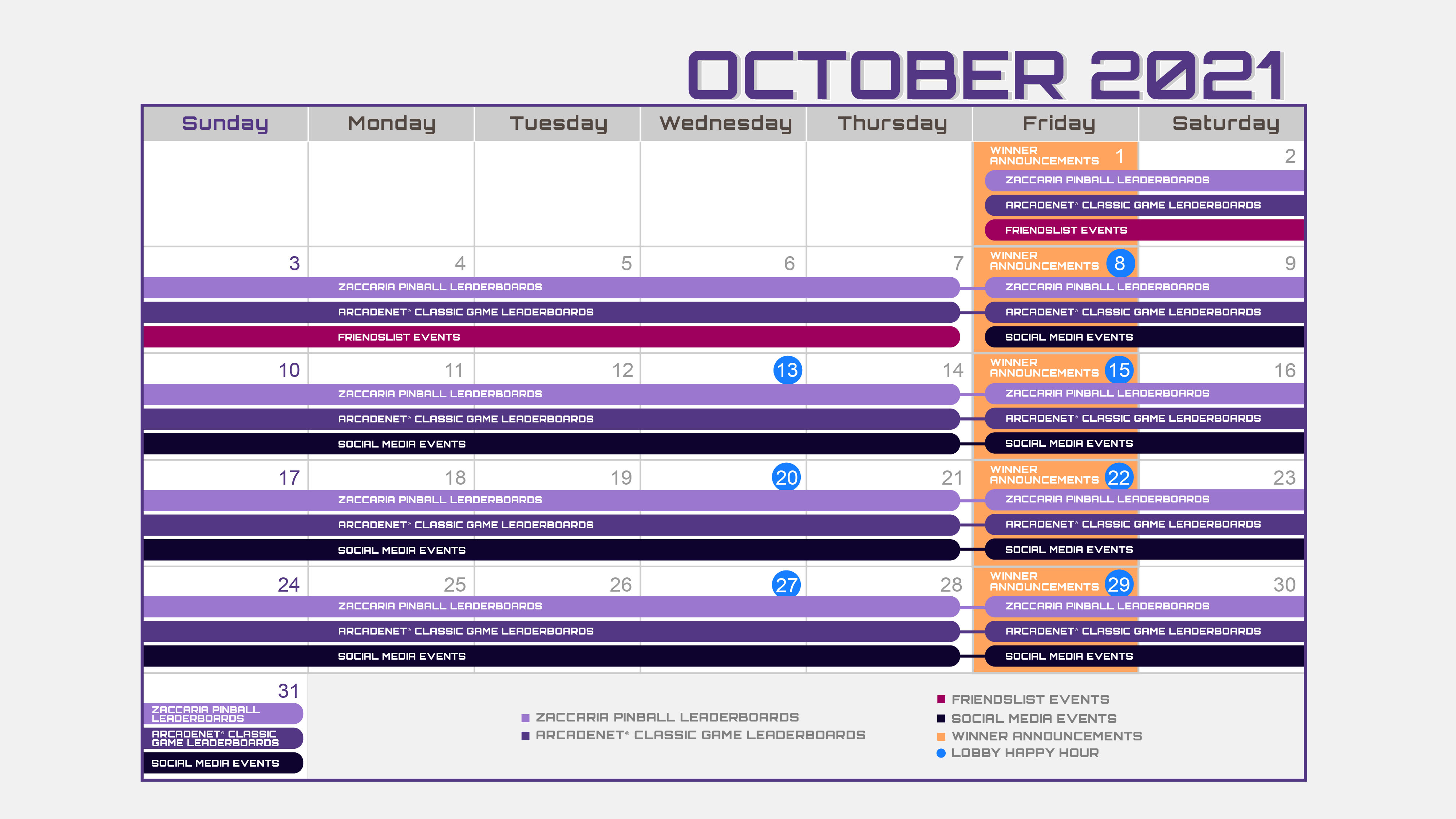 Calendar - Legends Ultimate